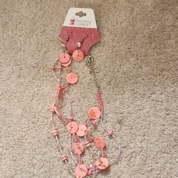Charming Charlie | Jewelry | Nwt Charming Charlie Pink Necklace Earring ...